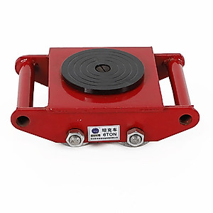 Machine Skates, 6T Machinery Skate Dolly 13200lbs Machinery Moving Skate, Machinery Mover Skate w/ 360° Rotation Cap and 4 Rollers, Heavy Duty Industrial Moving Equipment (Red)