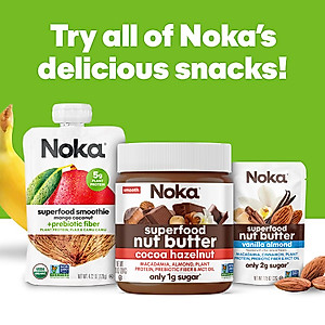 Noka Superfood Fruit Smoothie Pouches Variety Pack, Healthy Snacks with Flax Seed, Plant Protein and Prebiotic Fiber, Vegan and Gluten Free Snacks, Organic Squeeze Pouch, 4.22 oz, 12 Count