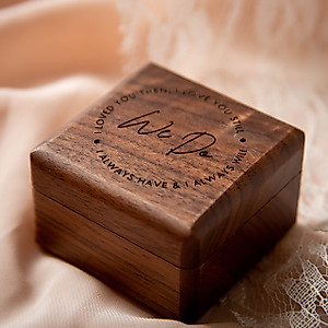 MUUJEE We Do Double Ring Box - Engraved Wooden Ring Case Box for Wedding Ceremony Engagement Proposal, Ring Bearer Gift Ideas (We Do)