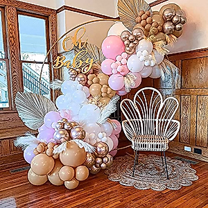 Blush Balloons Garland Arch Kit, UniStylar Double Stuffed Nude Retro Pink Gold White Latex Balloons Confetti Balloons for Women Girls Baby Shower Wedding Birthday Party Decorations