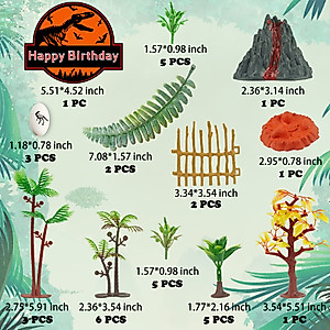 46 PCS Dinosaur Toy Model Trees Set Dinosaur Cake Toppers Dinosaur Figures Cake Decoration for Boy Girl Birthday Baby Shower Theme Party Favors Supplies