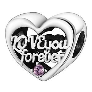 MULA 925 Sterling Silver Charms for Bracelets and Necklaces Lucky Home Happy Family Forever Love Mom Beads Dangle Pendants Jewelry for Women