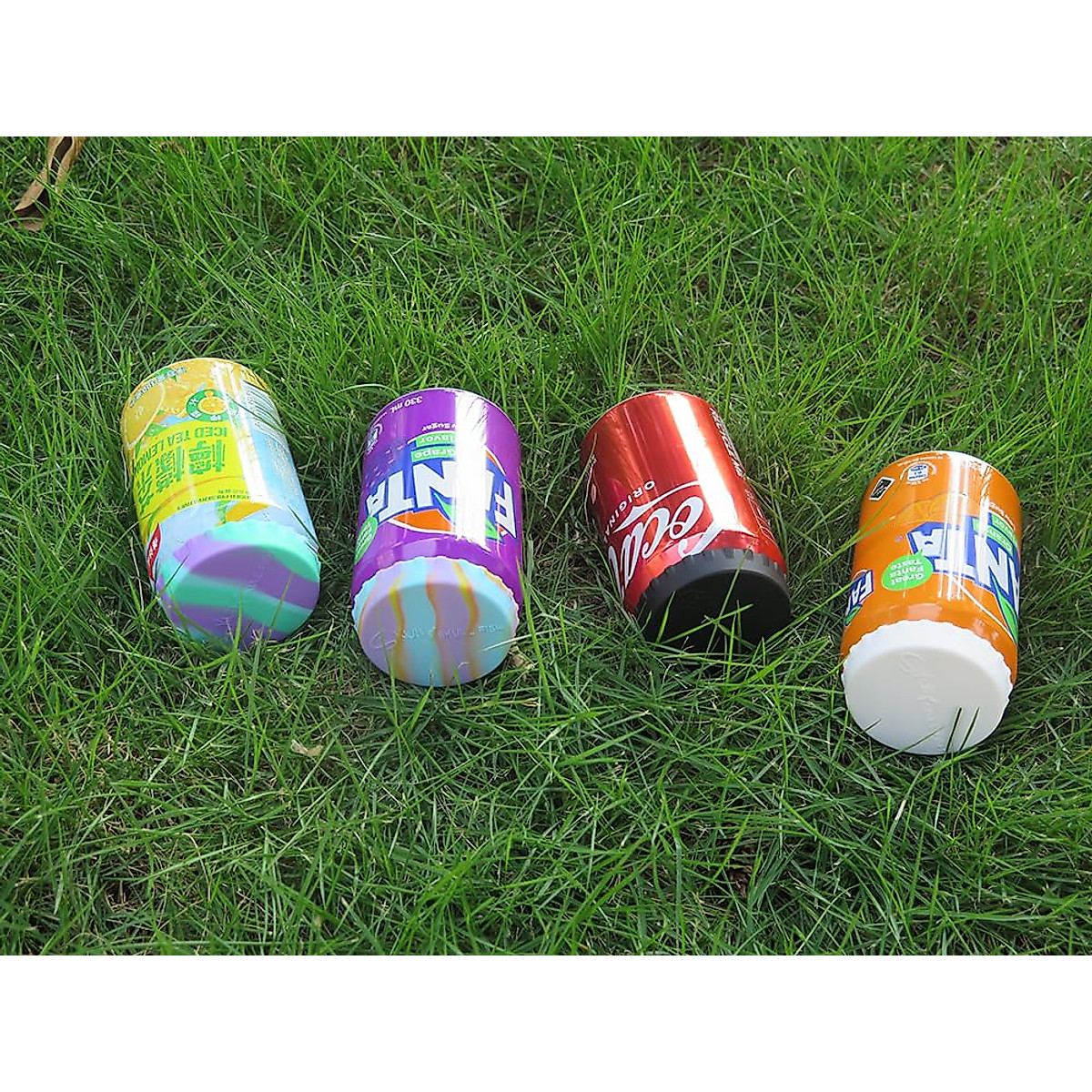 Soda Can Lids Fizz Keeper - Beverage Can Covers for Carbonation - Beer Can Fizz Saver (2 Pack, Black/White)