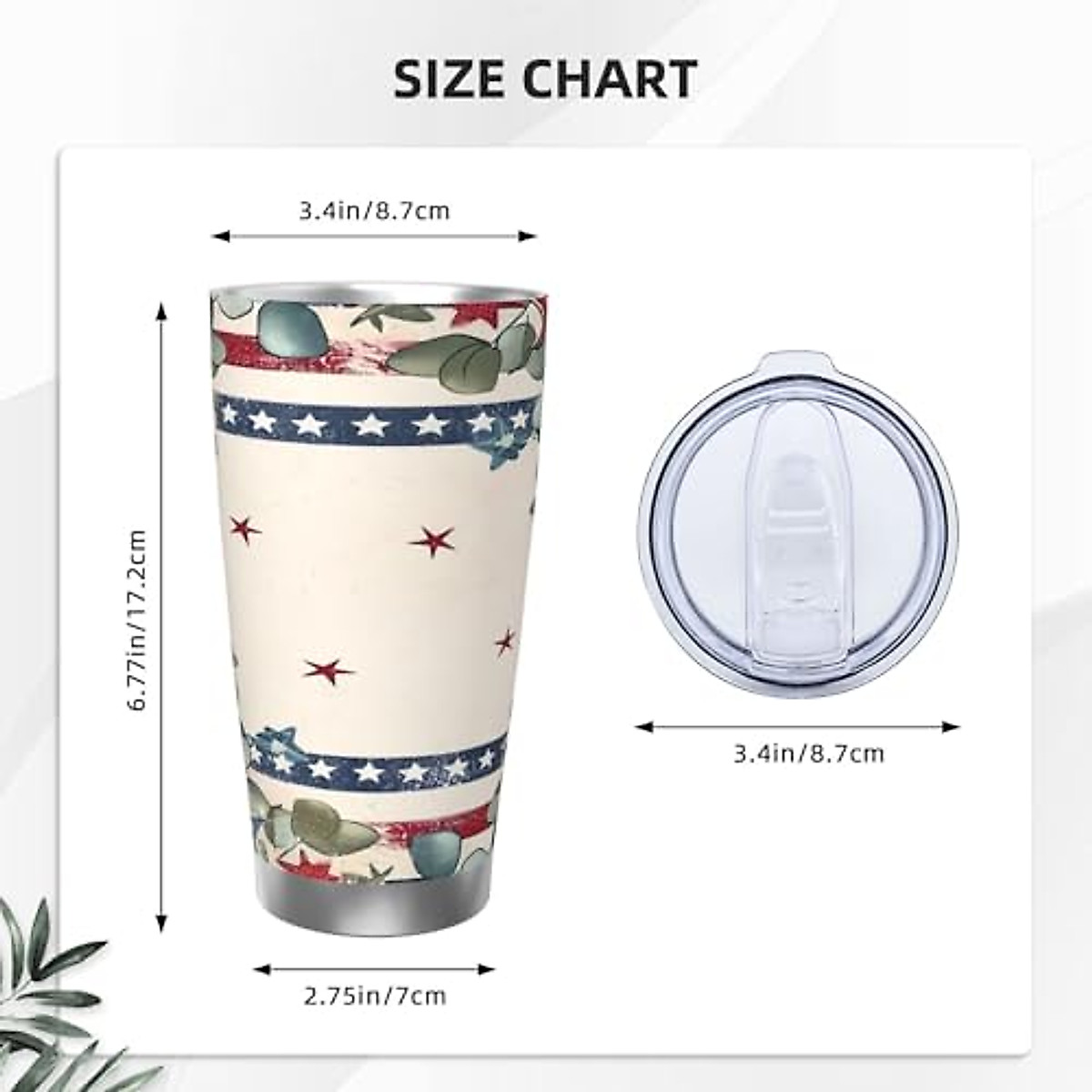 AYCZN Vintage American 20 OZ Tumbler Stainless Steel Travel Coffee Mug, Star Stripes Insulated Water Bottle with Lid and Straws Leakproof Thermal Cup