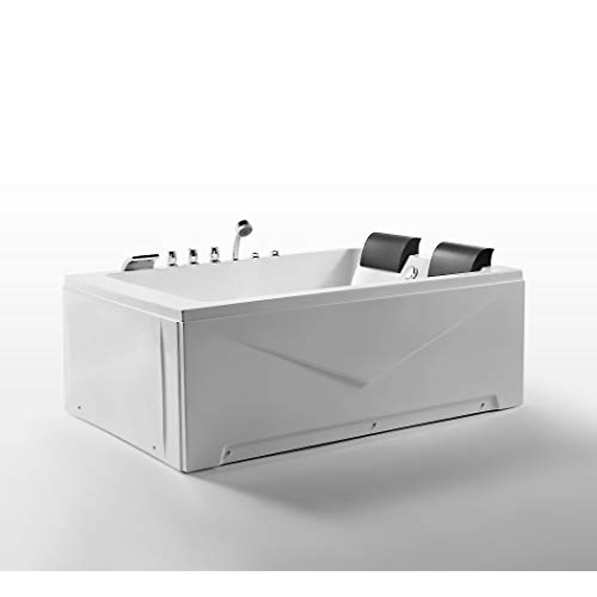 Empava 71 in. Acrylic Alcove Whirlpool Bathtub - Hydromassage Rectangular Jetted Soaking Tub with Right Side Drain - 3-Side Apron - Waterfall Faucet , White