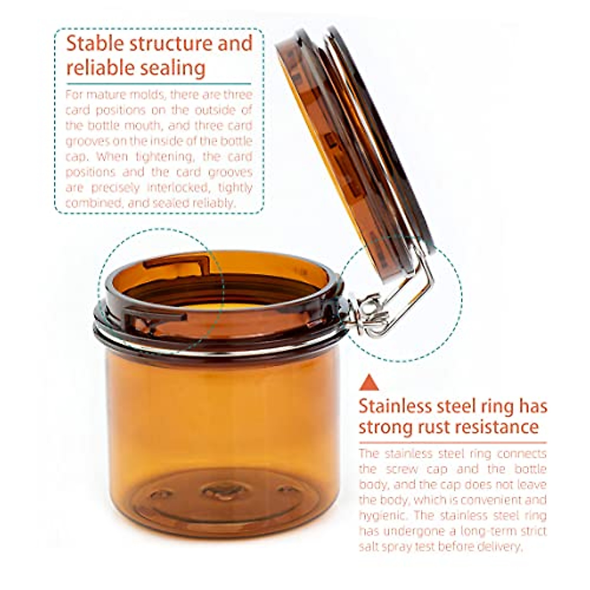 wonplug Coffee Canister for Ground Coffee, Coffee Storage Airtight Canister Coffee Jar Mini Kitchen Canisters for 220ml Food Coffee Bean Storage Travel-2 Pack (Brown)