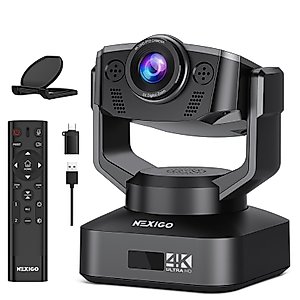 NexiGo Zoom Certified, N990 (Gen 2) 4K PTZ Webcam, Video Conference Camera System with 5X Digital Zoom, Sony_Starvis Sensor, Position Preset, Dual Stereo Mics, 3.5mm Audio Jacks for External Mics