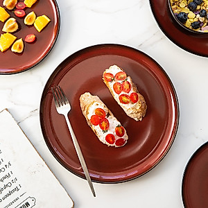 LERATO Ceramic Dinner Plates Set of 6, 10.5 Inch Reactive Glaze Porcelain Plates, Modern Shape Dinnerware Dishes Set for Kitchen,Oven& Microwave & Dishwasher Safe, Scratch Resistant