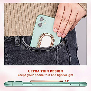 Attom Tech Double-Folding Phone Ring Holder 360° Rotation Zinc Alloy Metal Pink Finger Ring Buckle Grip Kickstand Ultra-Thin Magnetic Car Mount Vehicle Bracket Cell Phone Smartphone Tablet (Rose Gold)