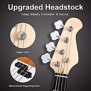 S AFSTAR Electric Bass Guitar 4 Strings Full Size Electric Bass with Amp Cord Strap & Carrying Bag, Rosewood Exquisite Stylish Bass Guitar for Starters Beginners Junior Senior Adults