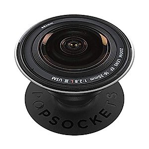 Cool Camera Lens Design Pop Up Fun Photographer Gift Black PopSockets PopGrip: Swappable Grip for Phones & Tablets