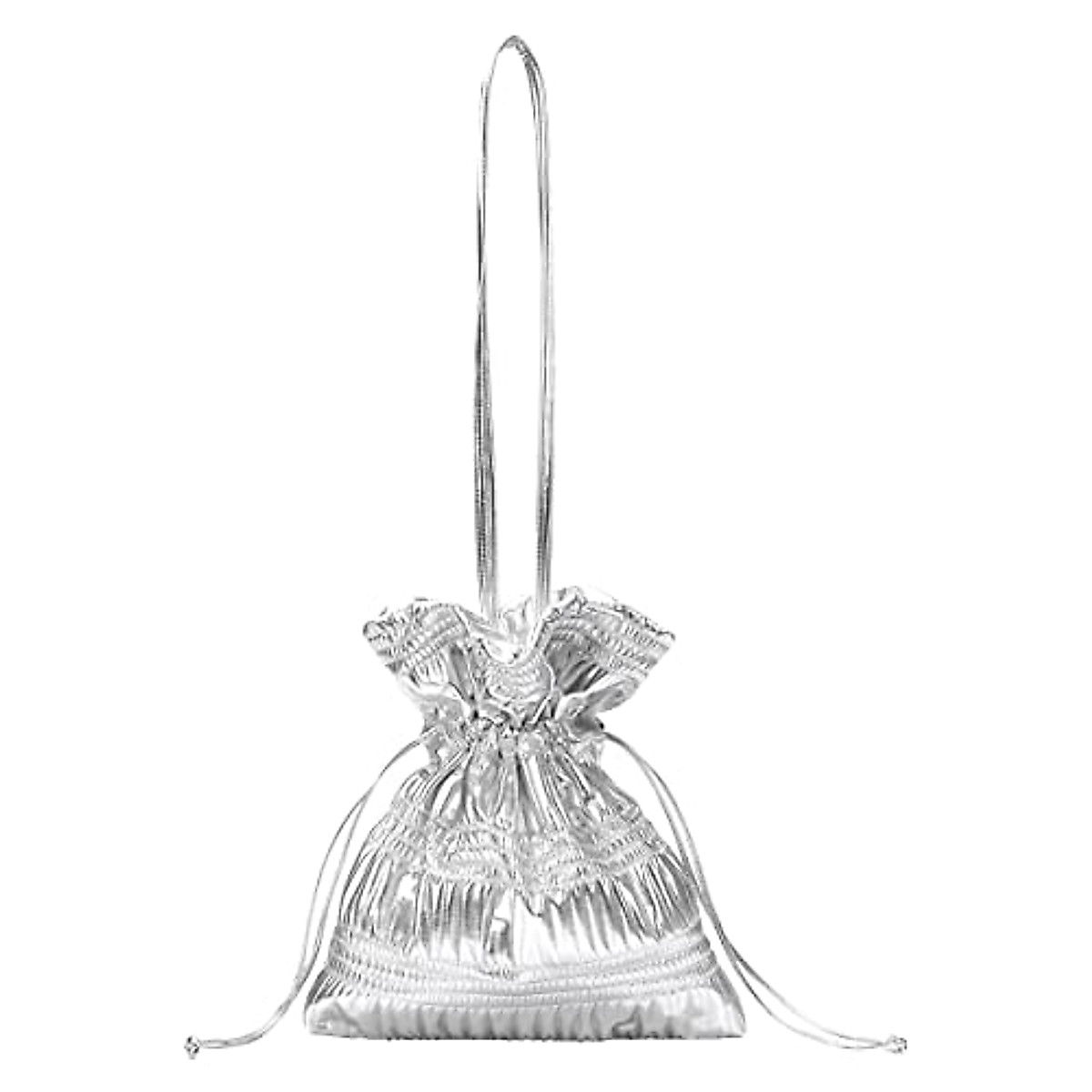 KWANI Crinkle Shoulder Tote Bags for Women and Ladies (Silvery Silver)