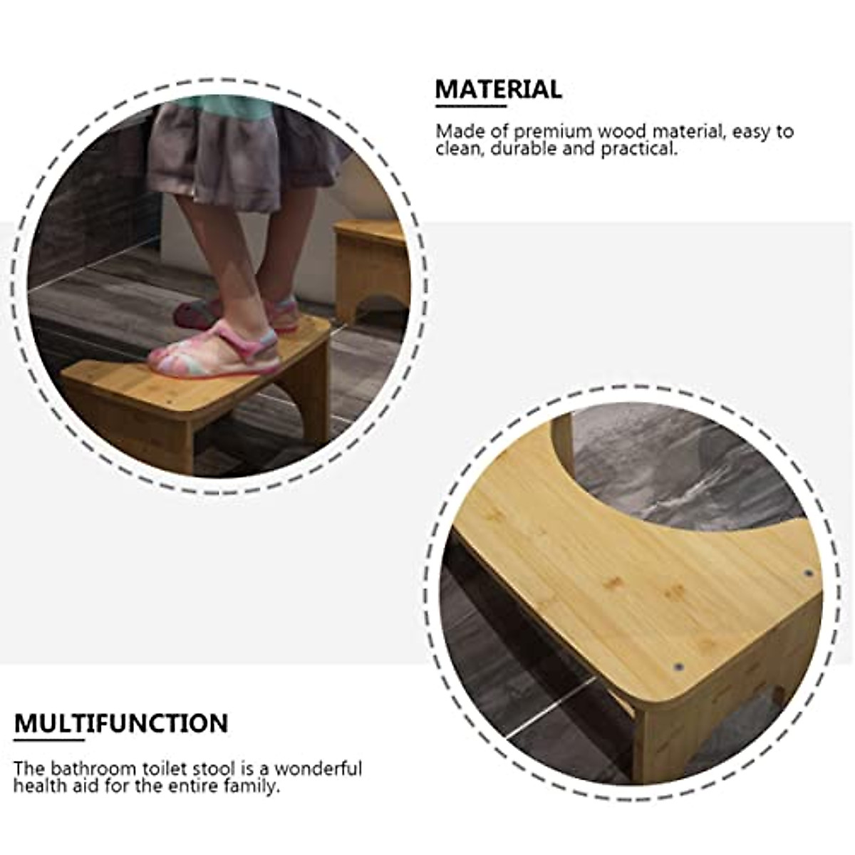 BESTonZON 1pc Toilet Stool Toilet Seat Stool Step Stools Kid Potty Stools for Home Toilet Seat Step Stool Foot Support Tool Bathroom Chair Portable Toilet Wooden Footstool Khaki