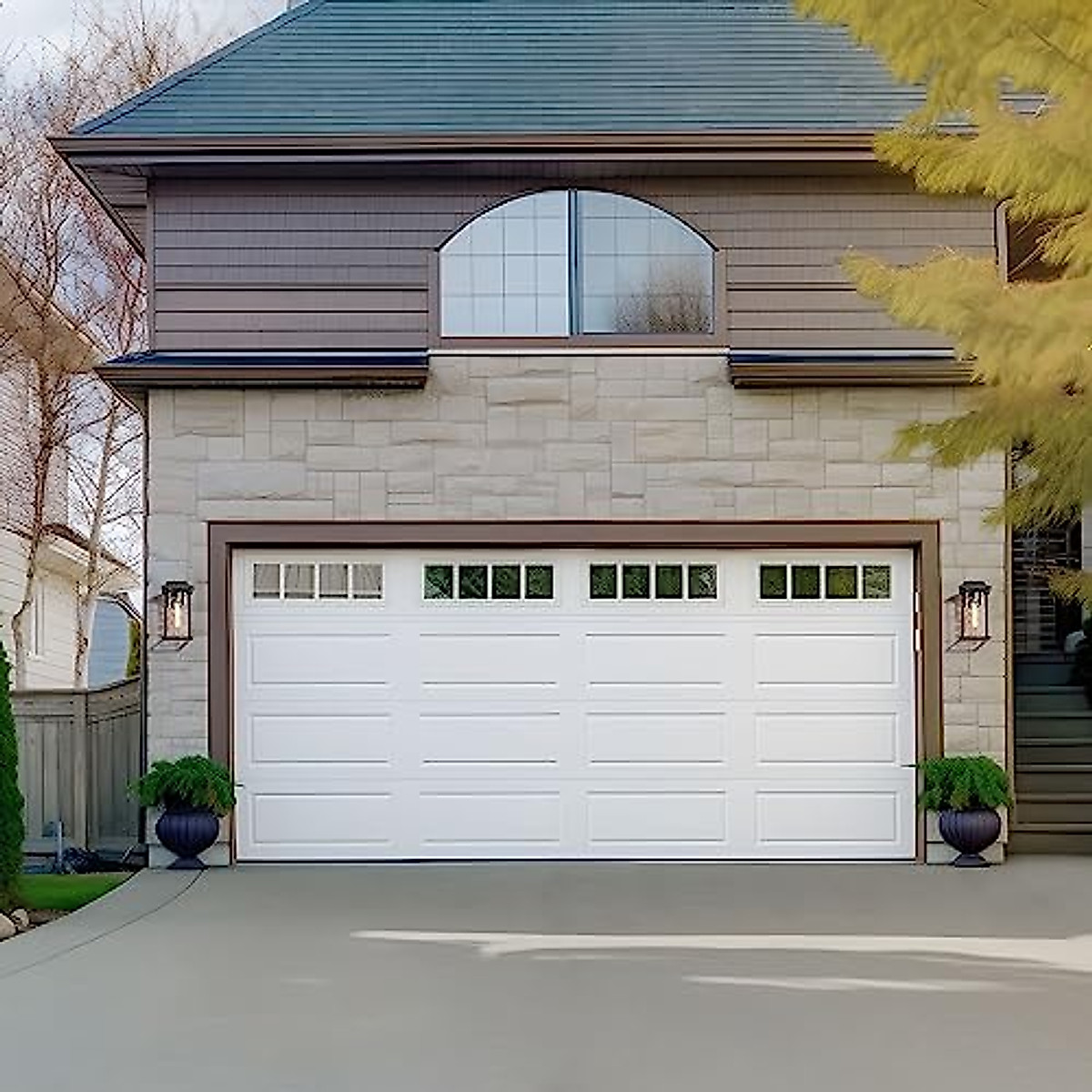 Black Outdoor Wall Lights, Farmhouse Exterior Wall Sconces Light Fixture with Cylindrical Water Ripple Glass Shade, Modern Waterproof Lanterns for Front Door, Entry, Porch, Patio, and Gazebo