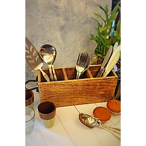 SAVON Wooden Cutlery Holder Caddy Organizer