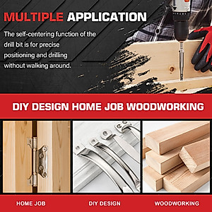 AIMLENTOOL 17pcs VIX Bits Self Centering Drill Bit Set, 1/4" Hex Shank Self Centering Hinge Tapper Core Drill Bit for Woodworking Window Door Hinge with 1 Hex Key & 8 Drill Bits 5/64-1/4"