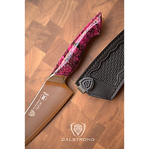 Dalstrong Chef Knife - 8 inch - Frost Fire Series - Frosted Amethyst Edition - HC 10CR15MOV Stainless Steel Kitchen Knife - Sand Blasted Frosted - Fuschia Honeycomb Handle - Sheath - NSF Certified