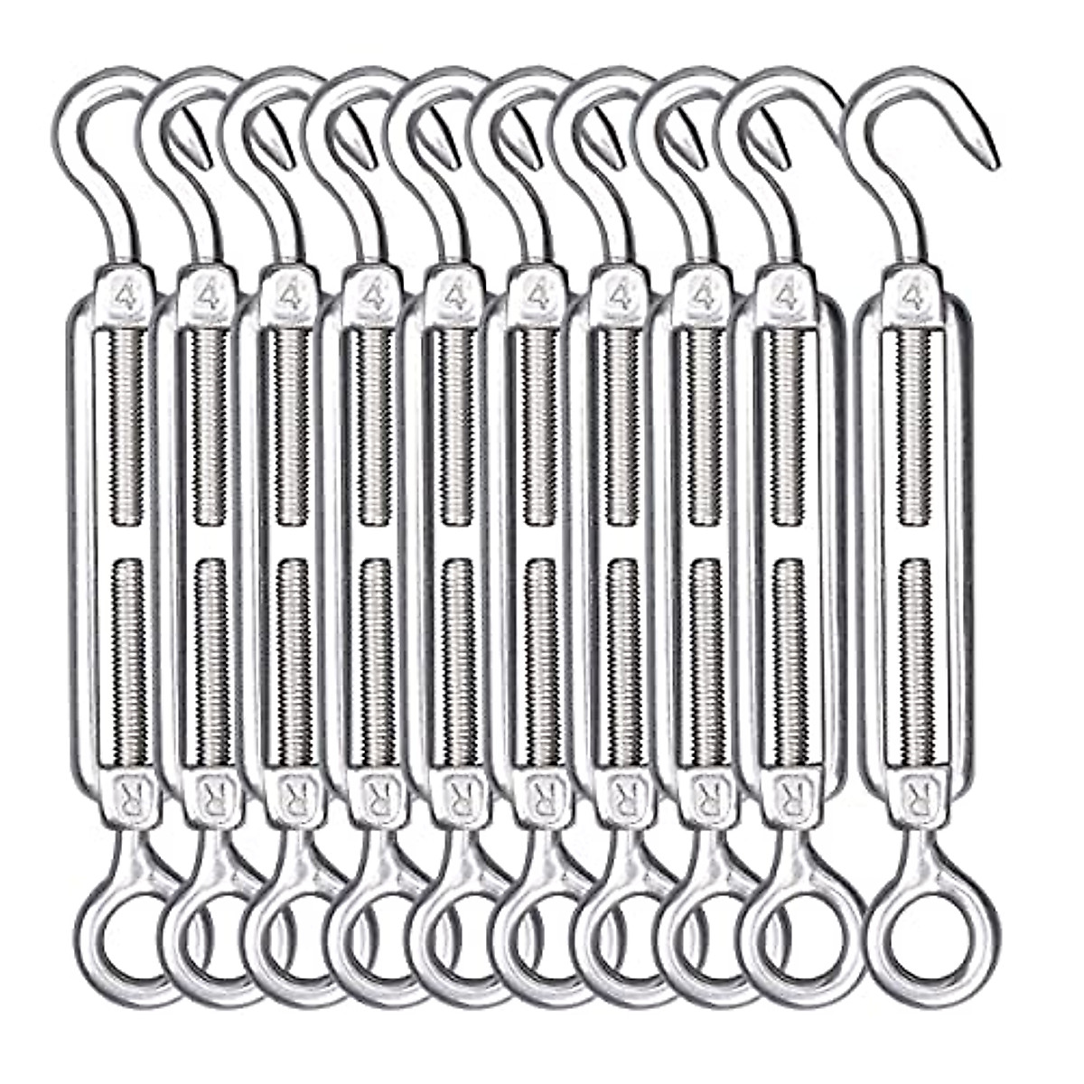 10Pcs M4 Turnbuckles,Alele Clothesline Tightener,Stainless Steel 304 Turnbuckle,Suitable for Tighten Taut Rope (M4 Turnbuckles 10 Pack New)