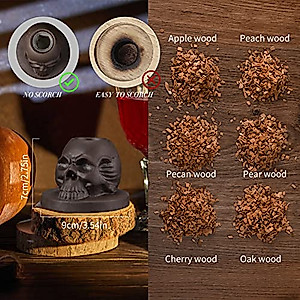 HANDMADE Skull Cocktail Smoker Kit - 6 Flavor Wood Chips Old Fashioned Drink Smoker Infuser Kit. Whiskey Lovers Gift &Father Day's Gift.(Brown)