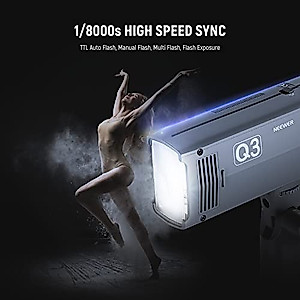 NEEWER Q3 200Ws 2.4G TTL Flash (2nd Version), 1/8000 HSS GN58 Strobe Light Portable Photography Monolight with Softbox Diffuser/3200mAh Lithium Battery/500 Full Power Pops/Recycle in 0.01-1.8s