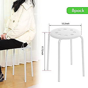 8 Pack Stacking Stools Classroom Stackable Stool Plastic Stack Stool Round Stacking Stool Set Student Round Stool Multipurpose Stool Chairs Flexible Seating for Kids Adult Home Classroom (White)