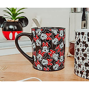 Disney Mickey and Minnie Classic Allover Faces Ceramic Mugs | Set of 2