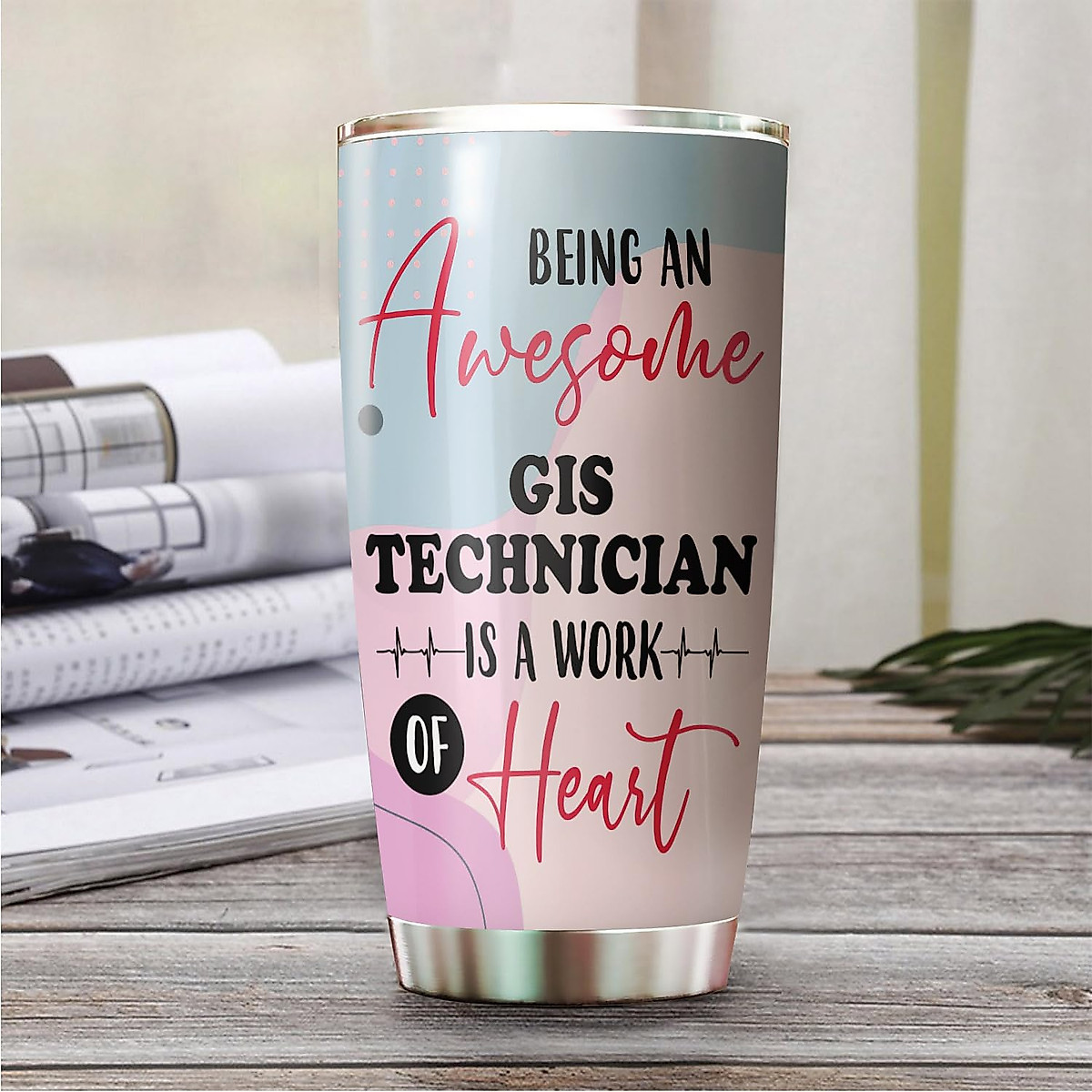 MEDROC Awesome GIS Technician Tumbler Stainless Steel 20oz, Funny GIS Technician Gifts Bulk For Birthday Christmas, GIS Technician Gifts For Men Women Office Coworker Driking Coffee Cup Humor