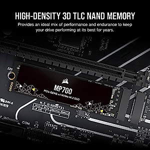 Corsair MP700 1TB PCIe Gen5 x4 NVMe 2.0 M.2 SSD – High-Density TLC NAND – Aluminum Heatsink – M.2 2280 – DirectStorage Compatible – Up to 10,000MB/sec – PCIe Gen4 & Gen3 Backwards Compatible – Black