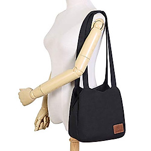 Small Mini Shoulder Bag Hippie Top Zip Cotton Sling Bag Jacquard cloth Handmade Bags… (Black)