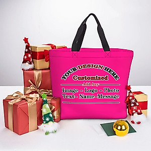Custom Personalized Tote Bag Custom Bags For Work Travel Shopping Women Shoulder Handbag Customize Tote Bags Gift With Your Team Logo Text Image Photo Name
