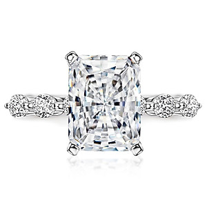 Michooyel S925 4ct Radiant Cut Cubic Zirconia Engagement Rings For Women Wedding Ring Promise Ring Sterling Silver Diamond Wedding Band