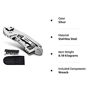 dpnao Multitool Wrench With 7 Tools/Pliers/Wire Cutter/Flat Screwdriver/Phillips Screwdriver/Portable Folding Multifunctional Adjustable Multi Purpose Stainless Steel Tool
