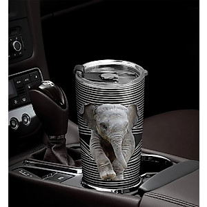 20oz Elephant Gifts for Women, Men, Birthday Gifts for Her, Him, Coffee Thermos, Funny Cool Gag Gifts, Animal Lovers Gifts, Cute Elephant Tumbler Cup, Insulated Travel Coffee Mug with Lid