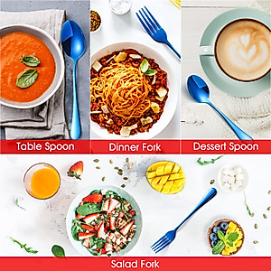 60 PCS Blue Silverware Set with Organizer Tray Service for 12,KITWARE Stainless Steel Flatware Cutlery Set,Mirror Polished Cutlery Utensil Set,Home Kitchen Dinnerware Fork Knife Spoon Set