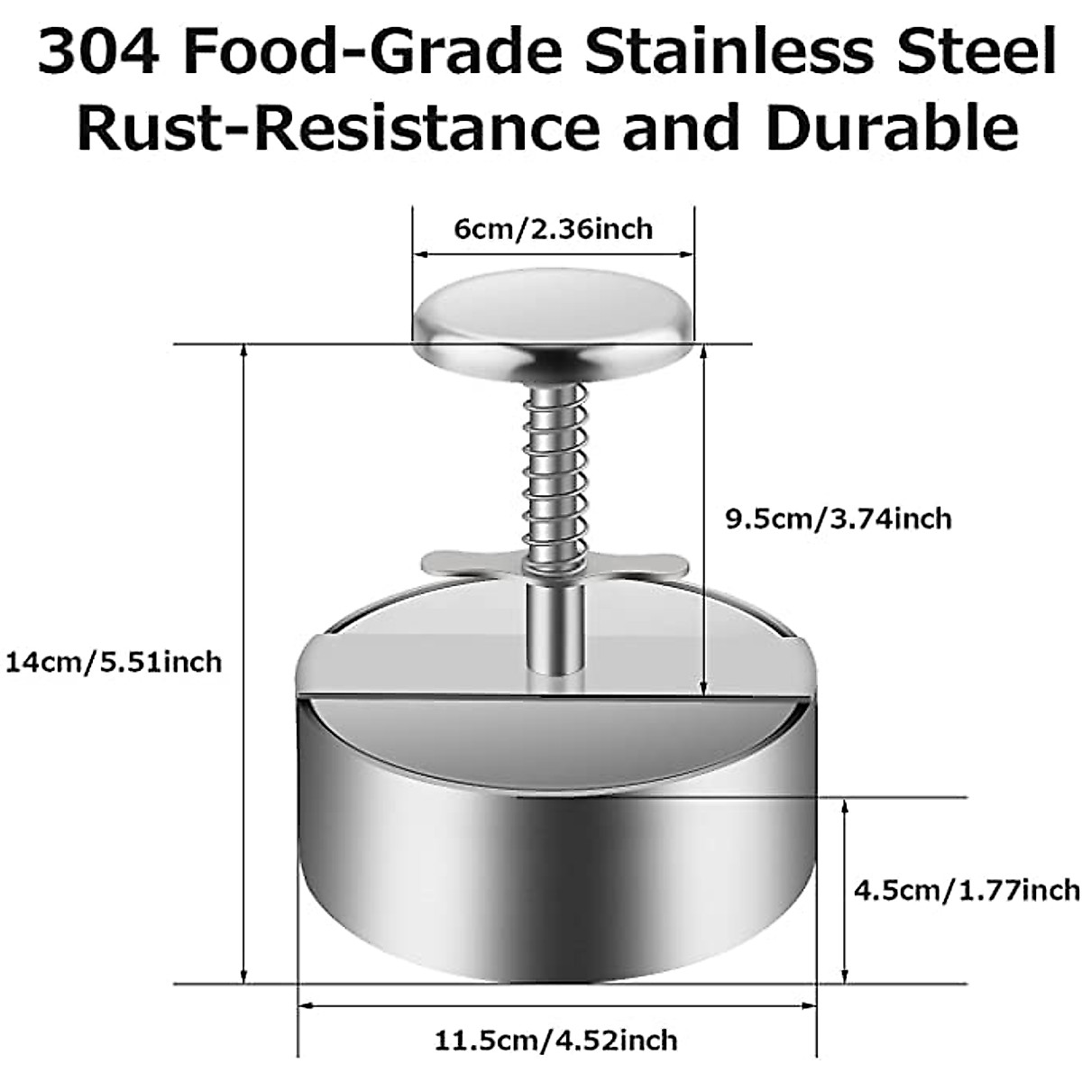 Legend Burger Press, Hamburger Patty Maker, Easy to Clean, 304 Stainless Steel, Commercial Grade, Burger Press Patty Maker, Hamburger Maker Mold, 4.33 inch