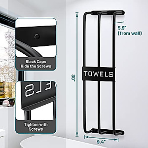 Towel Racks for Bathroom Wall Mounted, Upgrade 3 Bar Towel Storage for Small Bathroom, Bath Towel Storage, Wall Towel Rack for Rolled Towels, Towel Organizer for Bathroom, Metal Towel Holder, Black