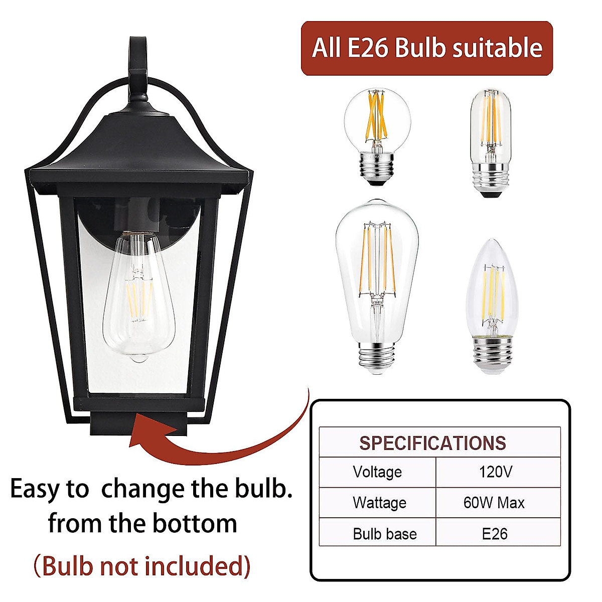 ShinYouneL Matte Black Outdoor Wall Lights Anti-Rusted 1-Light Copper Porch Light Waterproof Exterior Light Fixture Wall Lantern Sconce Outside Lights for Front Door Patio Garage