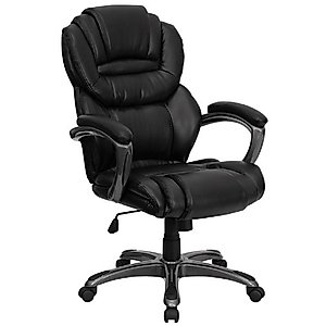 Flash Furniture Stella High Back Black LeatherSoft Executive Swivel Ergonomic Office Chair with Arms