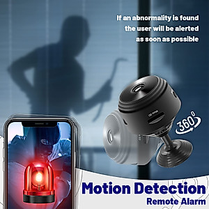 Mini Security Camera (A 64G SD Card Included), 1080P HD WiFi Home Indoor Outdoor Camera for Baby/Pet/Nanny, IP Camera Remote Viewing for Security with iOS, Android Phone APP