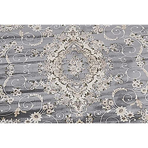 Grey Floral Transitional Turkish Area Rug Oriental Carpet 10x10 Square