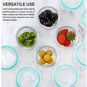 [12-Pack, 5oz]Mini Glass Food Storage Containers, Small Glass Jars with BPA-Free Locking Lids, Food containers, Airtight, Freezer, Microwave, Oven & Dishwasher Friendly