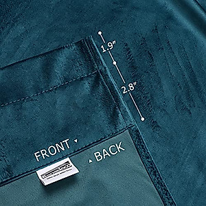 Benedeco DeepTeal Velvet Curtains for Bedroom Window, Super Soft Luxury Drapes, Room Darkening Thermal Insulated Rod Pocket Curtain for Living Room, W52 by L96 inches, 2 Panels