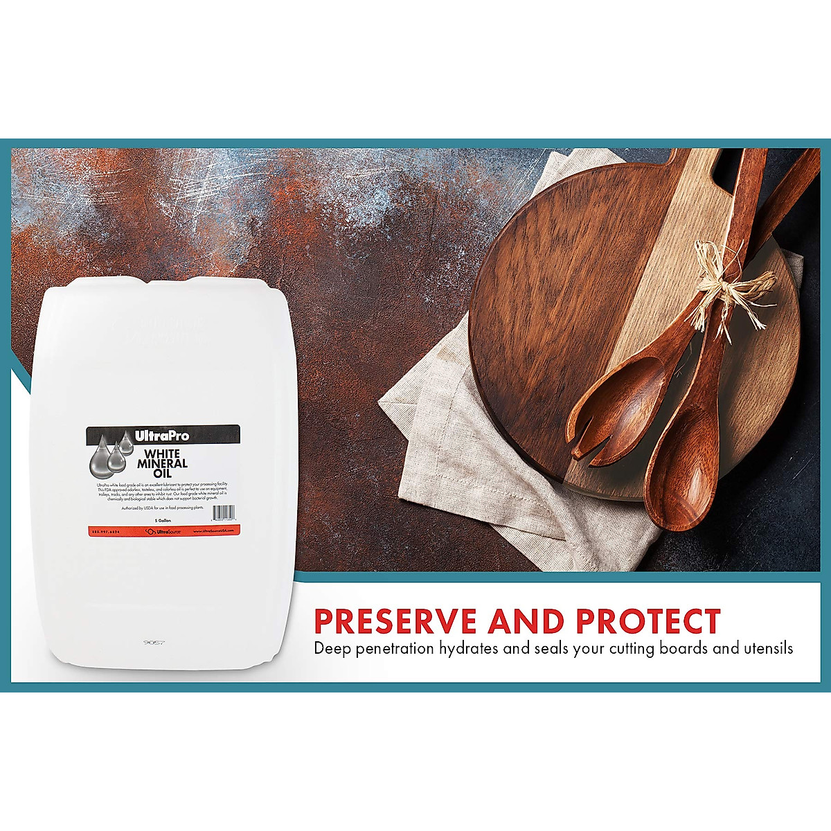 UltraPro Food Grade Mineral Oil for Lubricating and Protecting Cutting Board, Butcher Block, Stainless Steel, Knife, Tool, Machine and Equipment (5 Gal.)