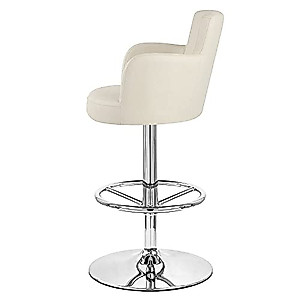 Zuri Furniture Cream Chateau Adjustable Height Swivel Bar Stool with Chrome Base