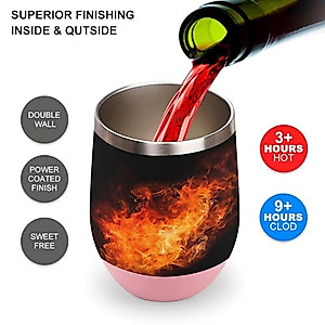 WYUSPGK 304 Stainless Steel Insulated Cup, Roaring Flame Print Smooth Rim, Durable & Reusable - Perfect for Office, Home, And Travel