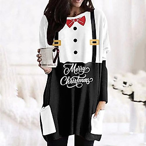 Christmas Sweaters for Women Fall Jumpsuits for Women 2023 Xmas Holiday Pullover Shirt Ugly Christmas Letter Graphic Funny high Low Hoodies Womens Joggers with Pockets 80s Outfit for Women Party