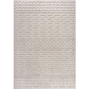 JONATHAN Y SBH100A-5 Xlendi High-Low Pile Moroccan Geometric Indoor Outdoor Area-Rug Bohemian Contemporary Easy-Cleaning High Traffic Bedroom Kitchen Backyard Patio Porch Non Shedding, 5 X 8, Beige