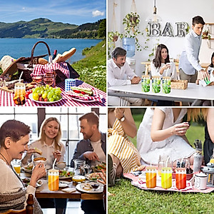 ABuff 8 Pcs Can Shaped Glass Cups with Lids and Straws 16 Oz Beer Can Glass cups Iced coffee cups with Bamboo lids and straws, Mason Glass Tumbler for Soda Smoothie Boba Cocktail - with 2 Brushes