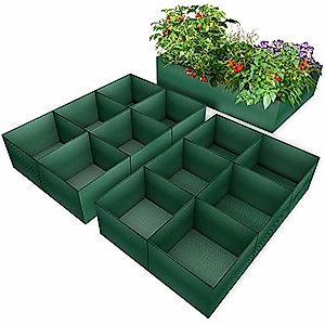 UCandy Pack 2 of Garden Bags to Grow Vegetables with 6 Partition Grids,Durable PE Raised Garden Bed,Suitable for Potato,Tomato,Flower Planter Bags (2)