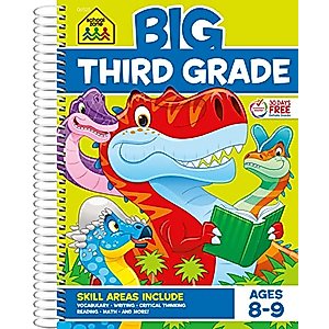 School Zone - Big Third Grade Workbook - 320 Spiral Pages, Ages 8 to 9, 3rd Grade, Reading, Writing, Math, Science, History, Social Science, and More (Big Spiral Bound Workbooks)